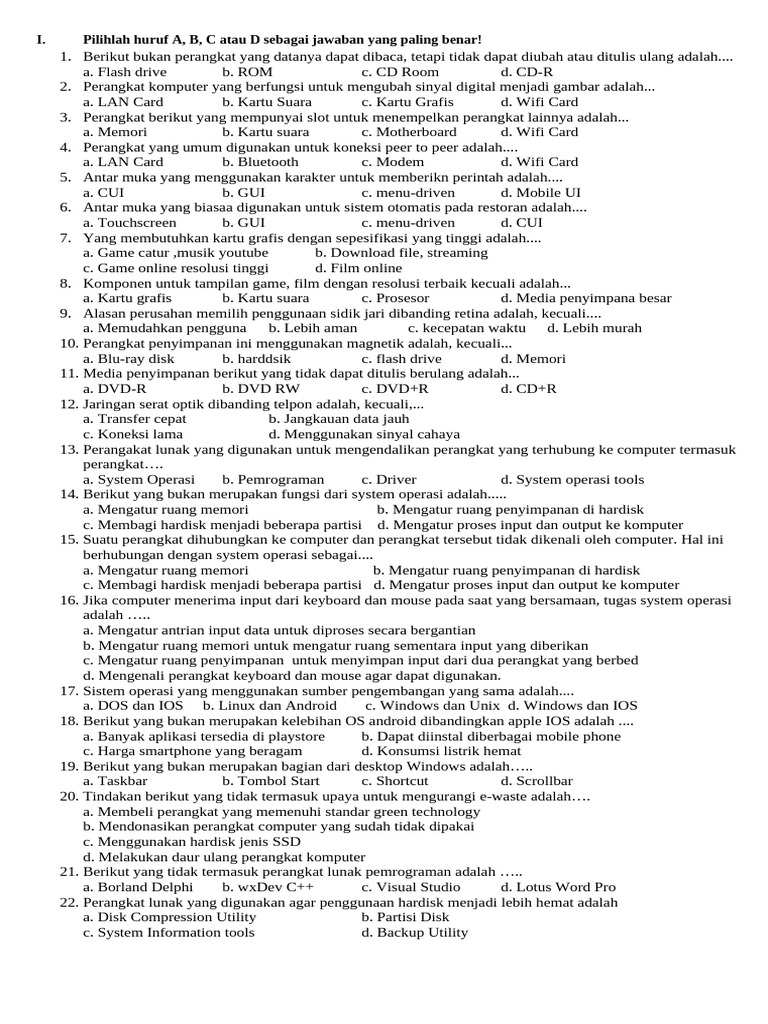 Kisi Kisi Informatika Kelas VII | PDF