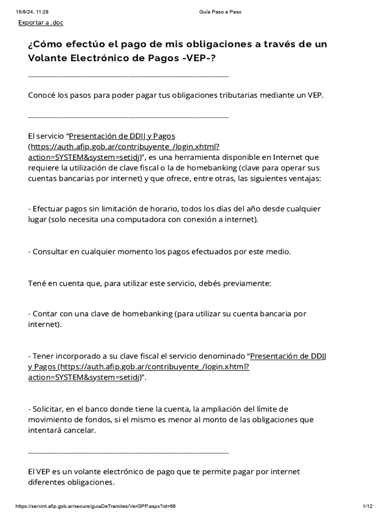 Guía para Pagar Obligaciones con VEP | PDF | Bancos | Internet