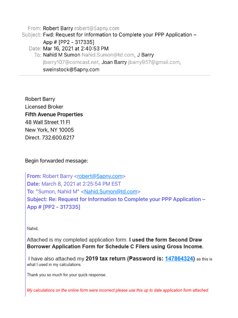 FWD Request For Information To Complete Your PPP Application - App ...