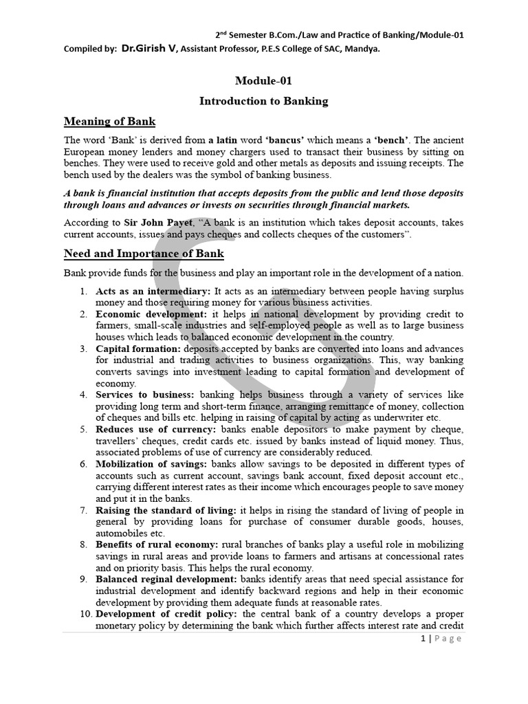 BLP-Unit-01 | PDF | Banks | Reserve Bank Of India