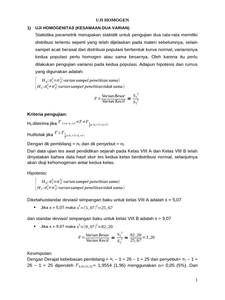 6a. UJI HOMOGEN PERTEMUAN | PDF