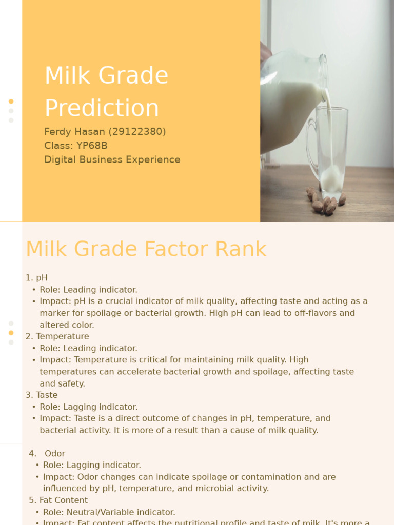 Ferdy Hasan 29122380 YP68B DBE Milk Grade Prediction | PDF ...