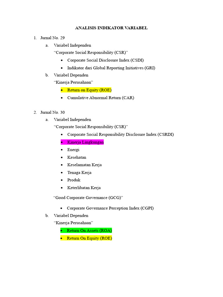 Analisis Variabel CSR dan Kinerja Perusahaan | PDF
