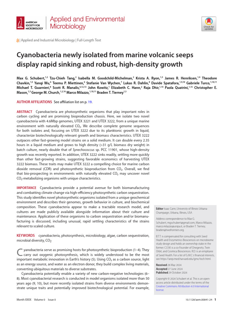 Schubert Et Al 2024 Cyanobacteria Newly Isolated From Marine Volcanic ...