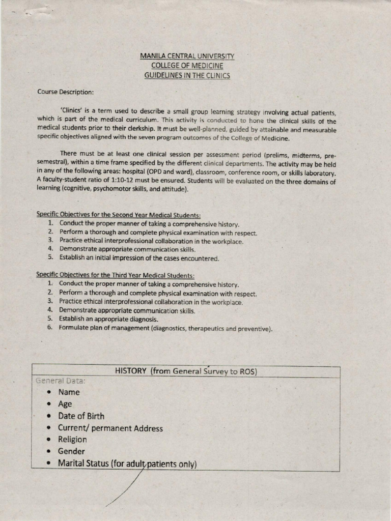 Standard Clinics Format | PDF