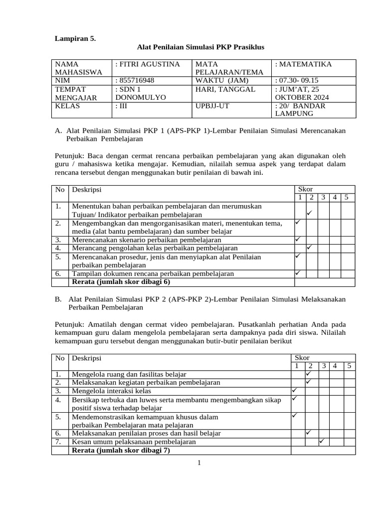 Alat Penilaian PKP Tugas Praktek | PDF