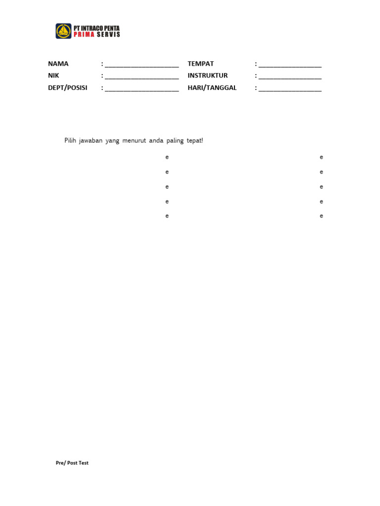 Pre/Post Test Evaluasi Kinerja Peserta | PDF | Teknologi & Rekayasa