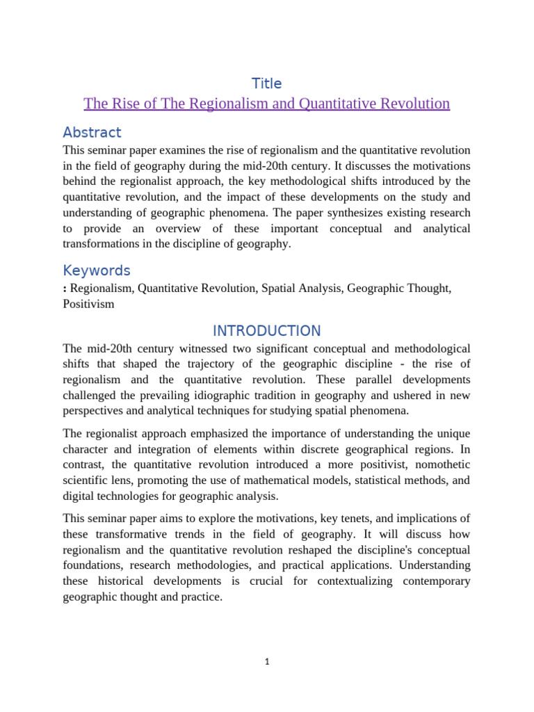 regionalism | PDF | Geography | Quantitative Research