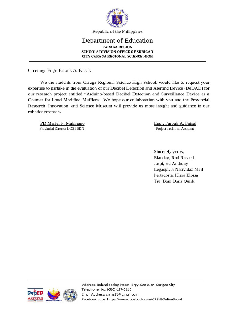 Evaluation Letter Pdf