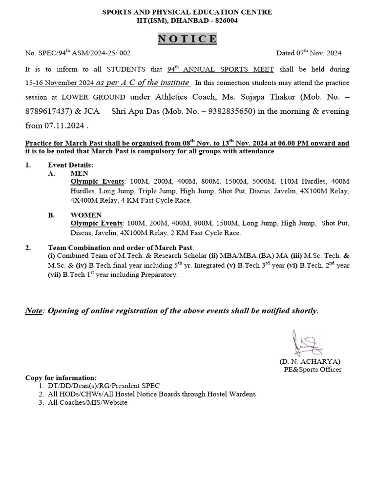 EVENT DETAILS - Students Notice - Docx-1 | PDF | Games Of Physical ...