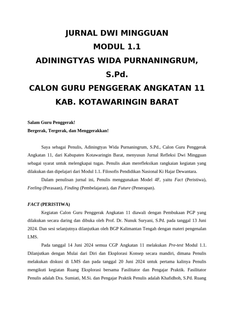 Jurnal Dwi Mingguan - Modul 1.1. - Adiningtyas Wida P. | PDF