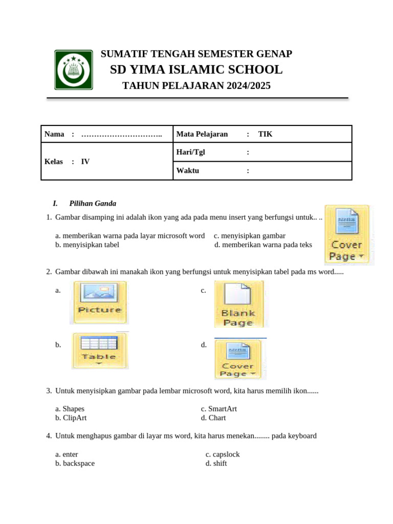 SOAL TIK KELAS 4 Ok Siap 2024 Fix | PDF