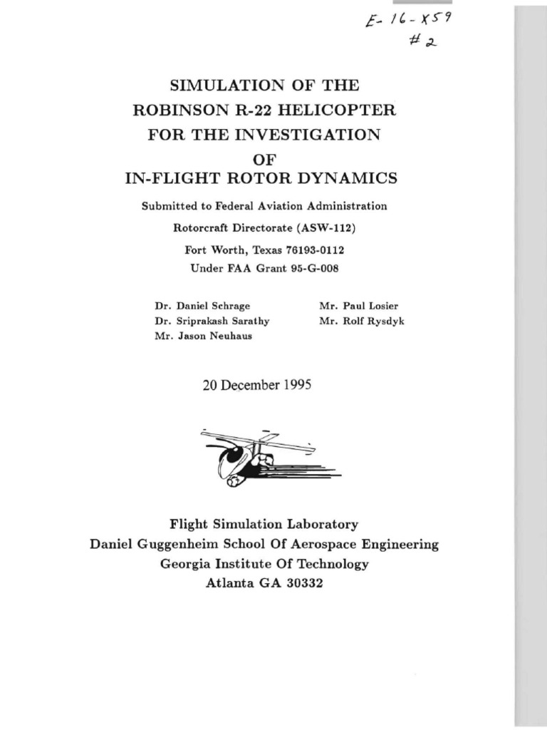 GT Simulation of The Robinson R-22 Helicopter For In-Flight Rotor Dynamics. | PDF