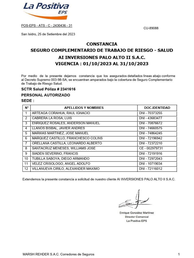 SCTR - Salud | PDF | Documento de identidad