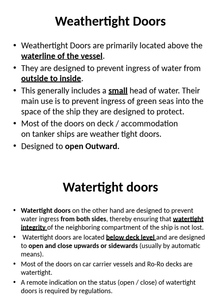 Weathertight Doors and Water Tight Doors | PDF