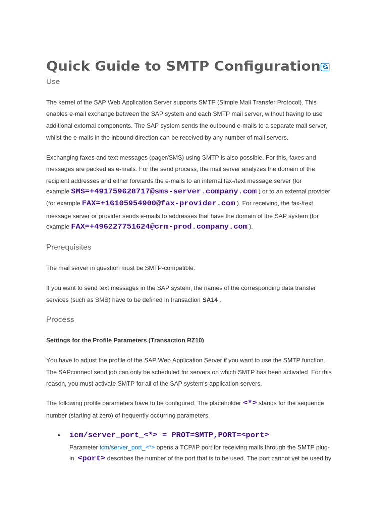 Quick Guide To SMTP Configuration | PDF | Port (Computer Networking) | Internet Standards