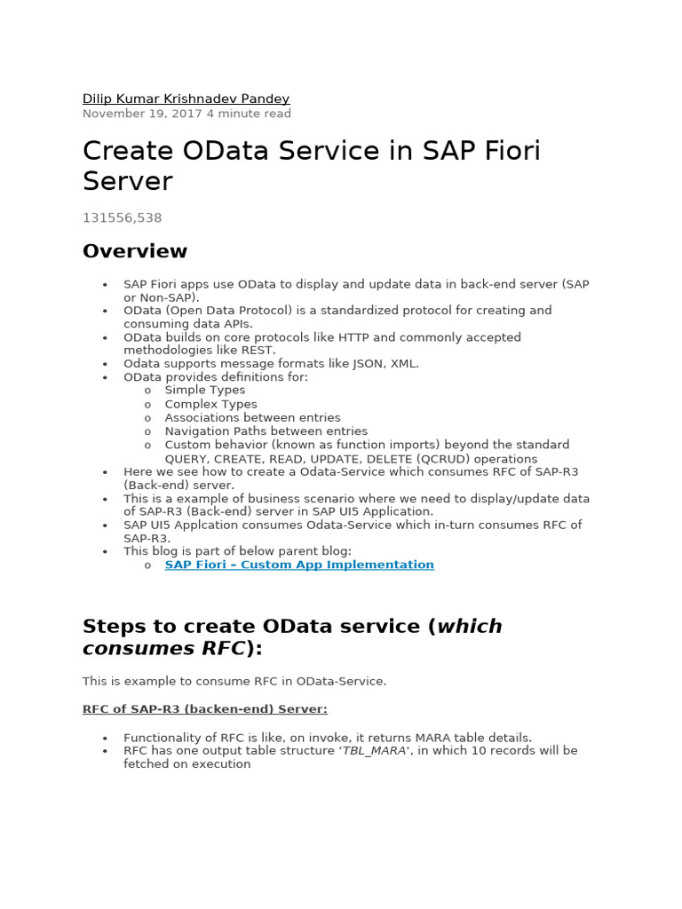 Create OData Service in SAP Fiori Server, Register | PDF | Software ...