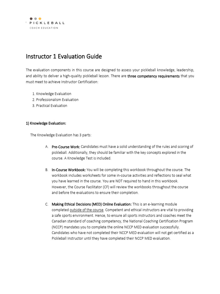 Instructor Evaluation Guide | PDF | Evaluation | Certification