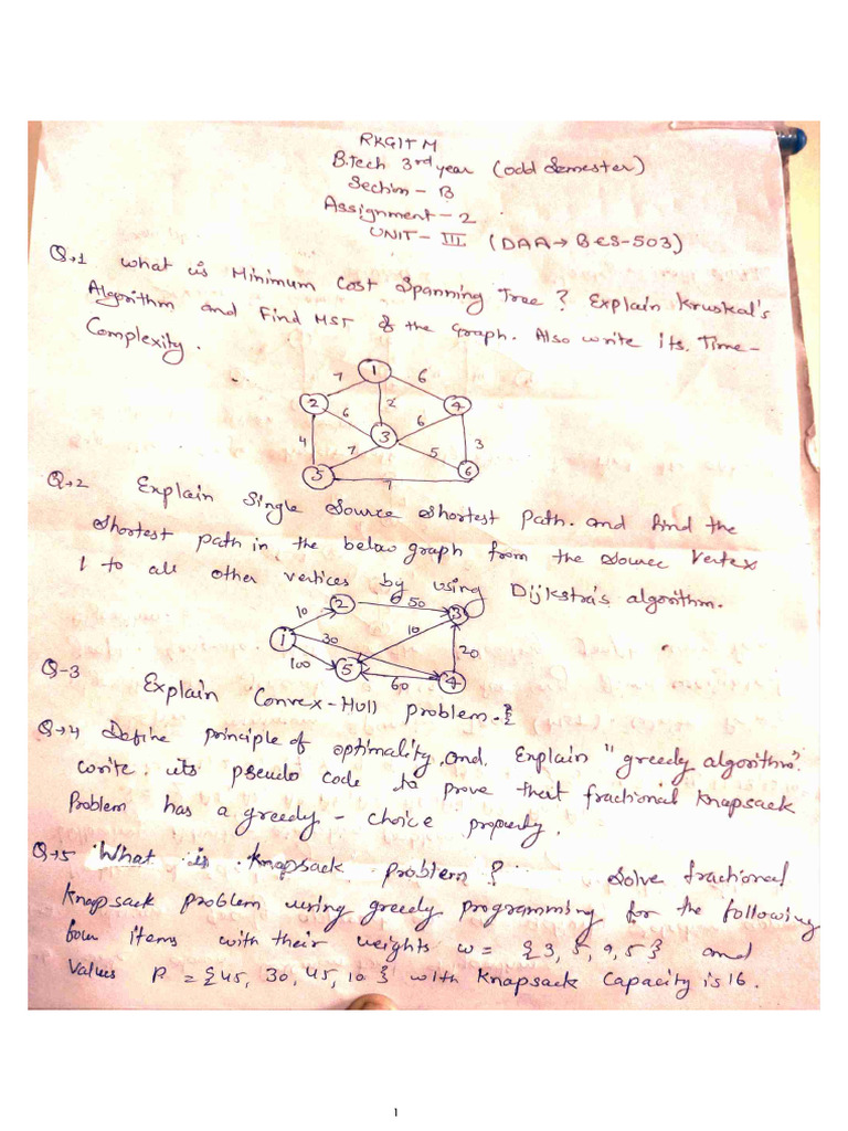 Assignment 2 DAA (BCS - 503) | PDF