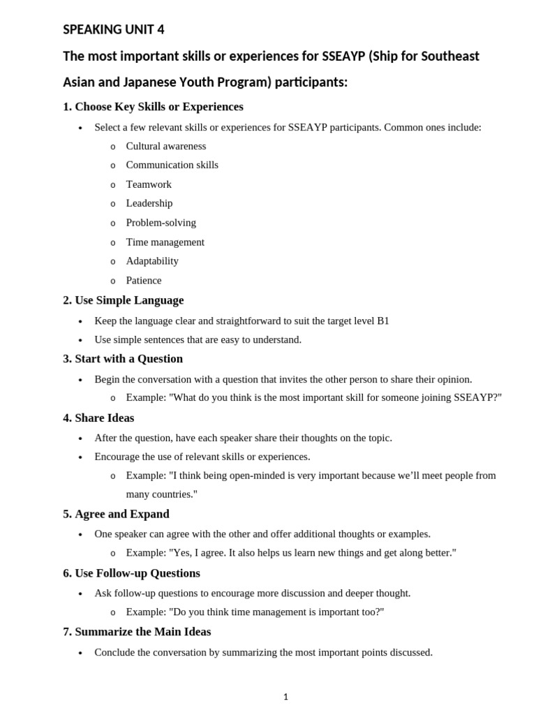 SPEAKING UNIT 4- E 11 | PDF | Communication | Experience