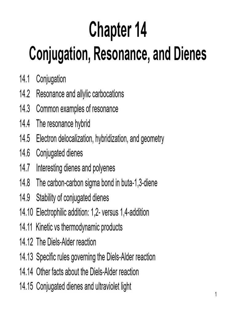 Ch14 Conjugation Resonance and Dienes | PDF | Chemical Reactions ...