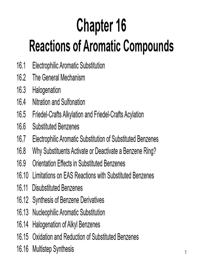 Aromatic Compound Reactions Overview | PDF | Chemical Reactions | Benzene