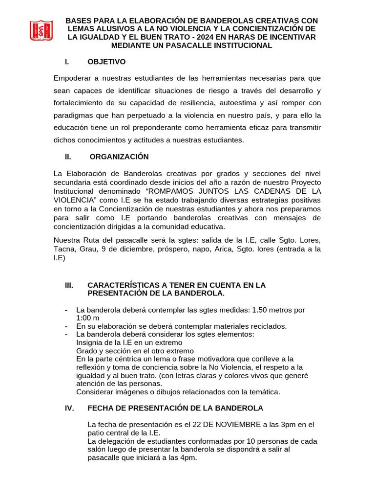Bases para La Elaboración de Banderolas Creativas Con Lemas Alusivos A ...