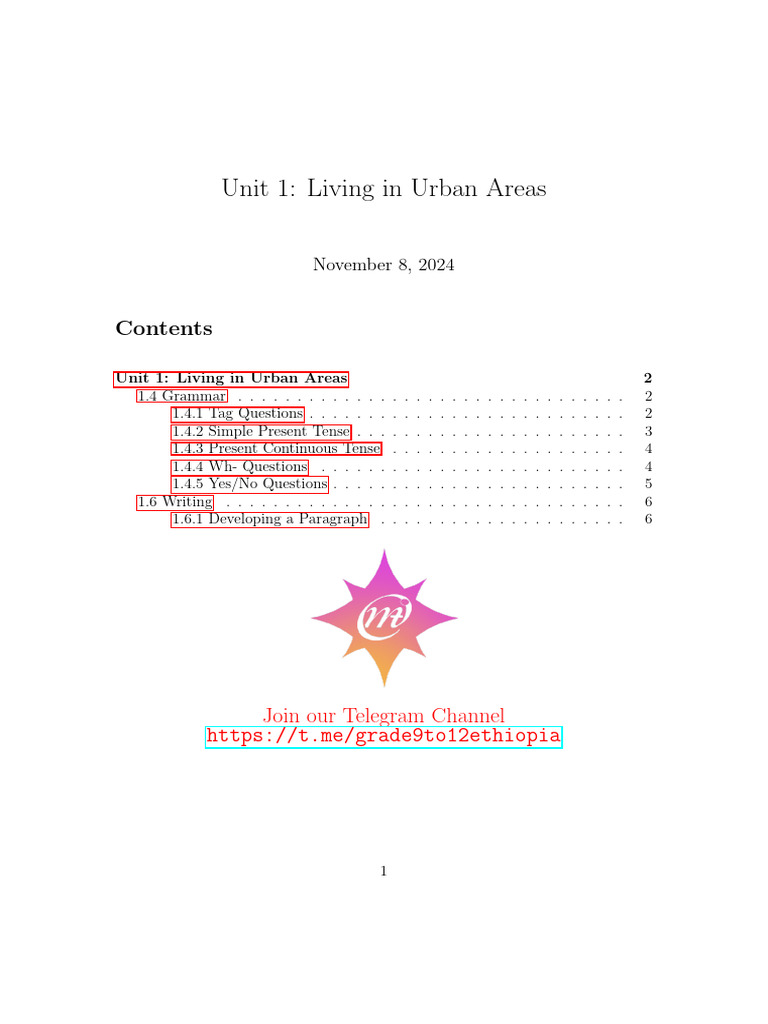 Units 1 English Grammar Grade 9 | PDF | Question | Verb