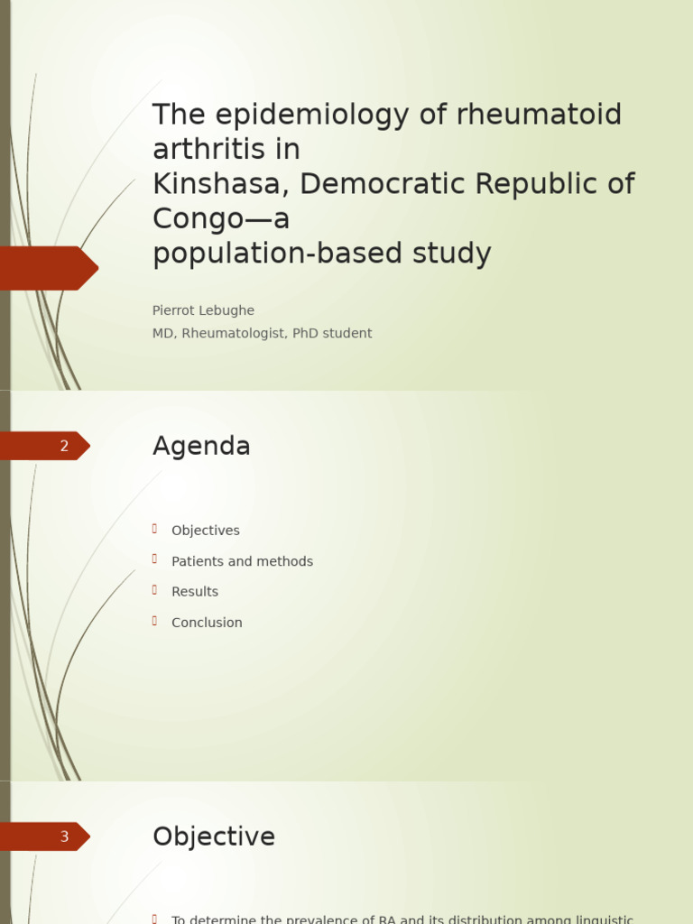 The Epidemiology of Rheumatoid Arthritis - Pfizer | PDF | Rheumatology ...
