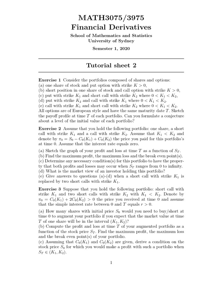 MATH 3075 3975 t2 | PDF | Option (Finance) | Put Option