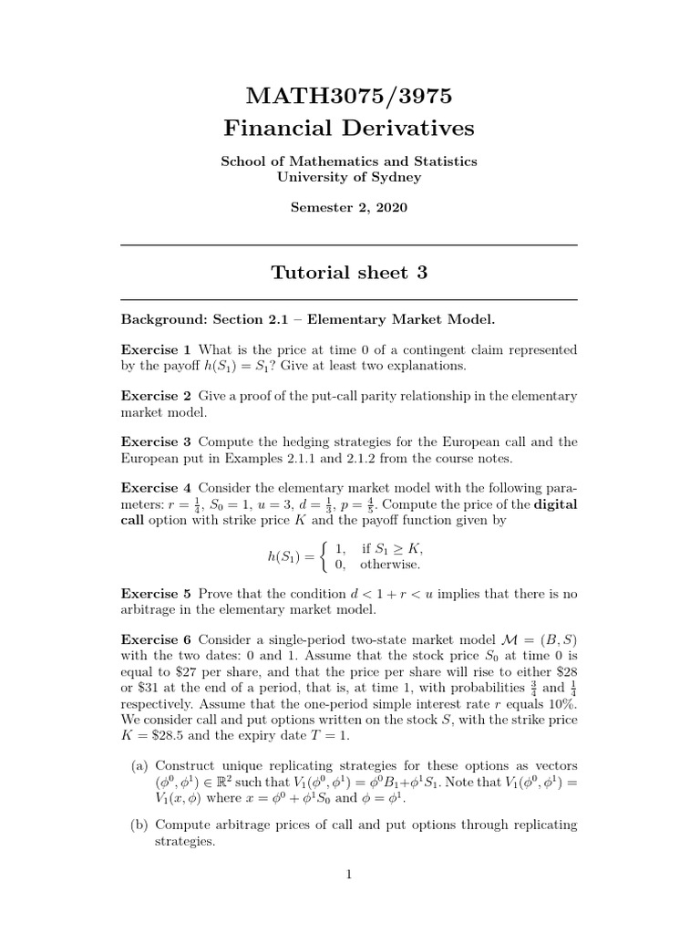 MATH 3075 3975 t3 | PDF | Derivative (Finance) | Business