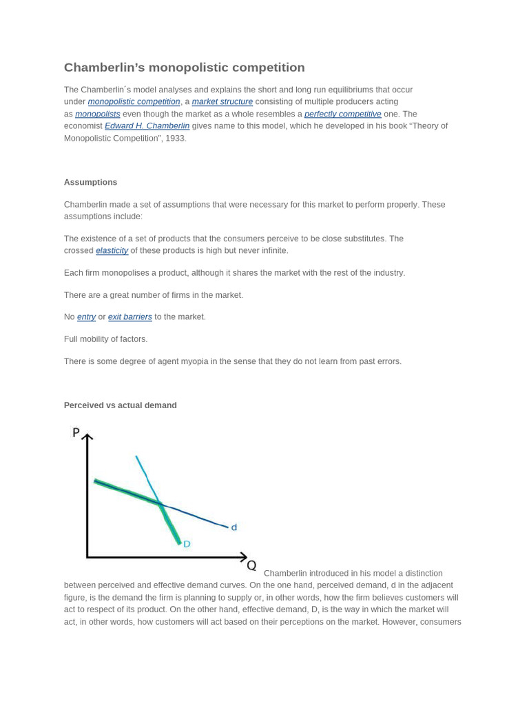 Chamberlin | PDF | Profit (Economics) | Economic Equilibrium