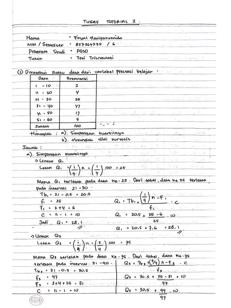 Tugas Tutorial 2 - Statistika Pendidikan | PDF