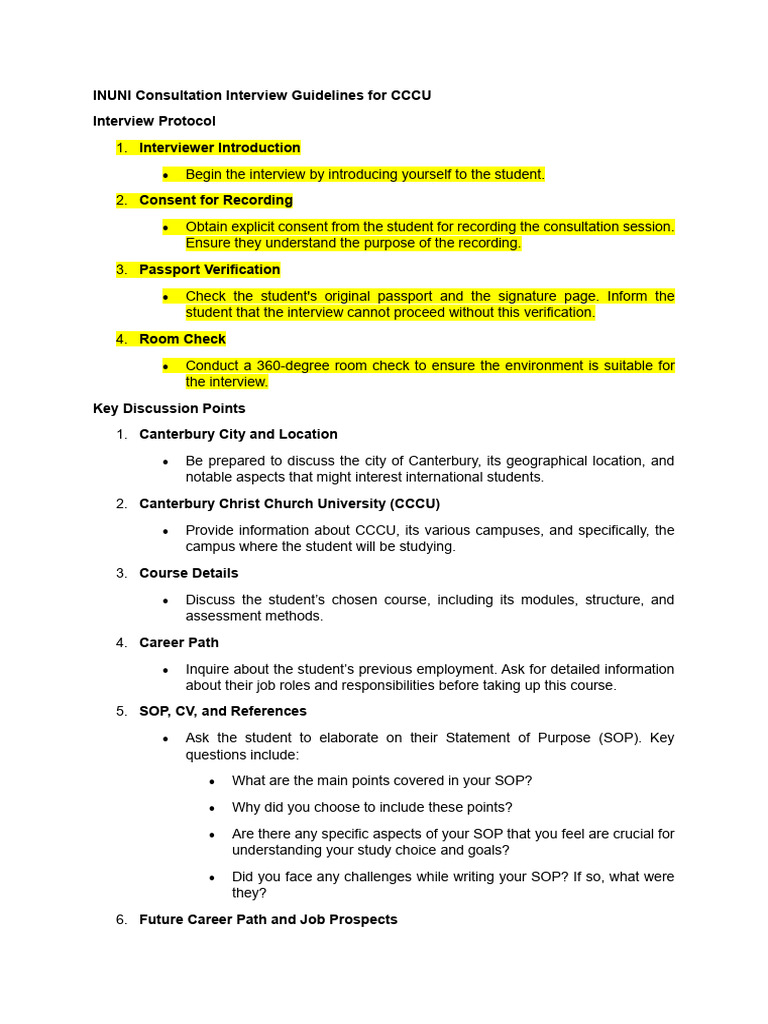 CCCU Interview Guidelines and Protocols | PDF | Business | Art