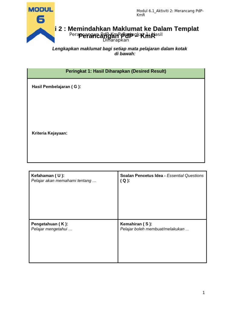 Contoh Templat KMR | PDF