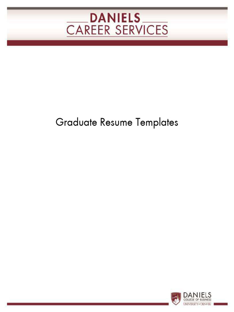 Graduate Resume Templates | PDF | Master Of Business Administration ...