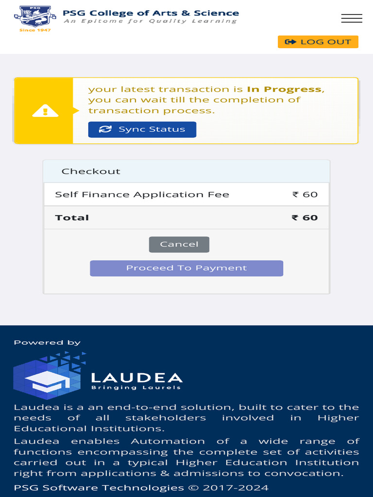 PSG CAS - Admissions 2024 - Online Application | PDF