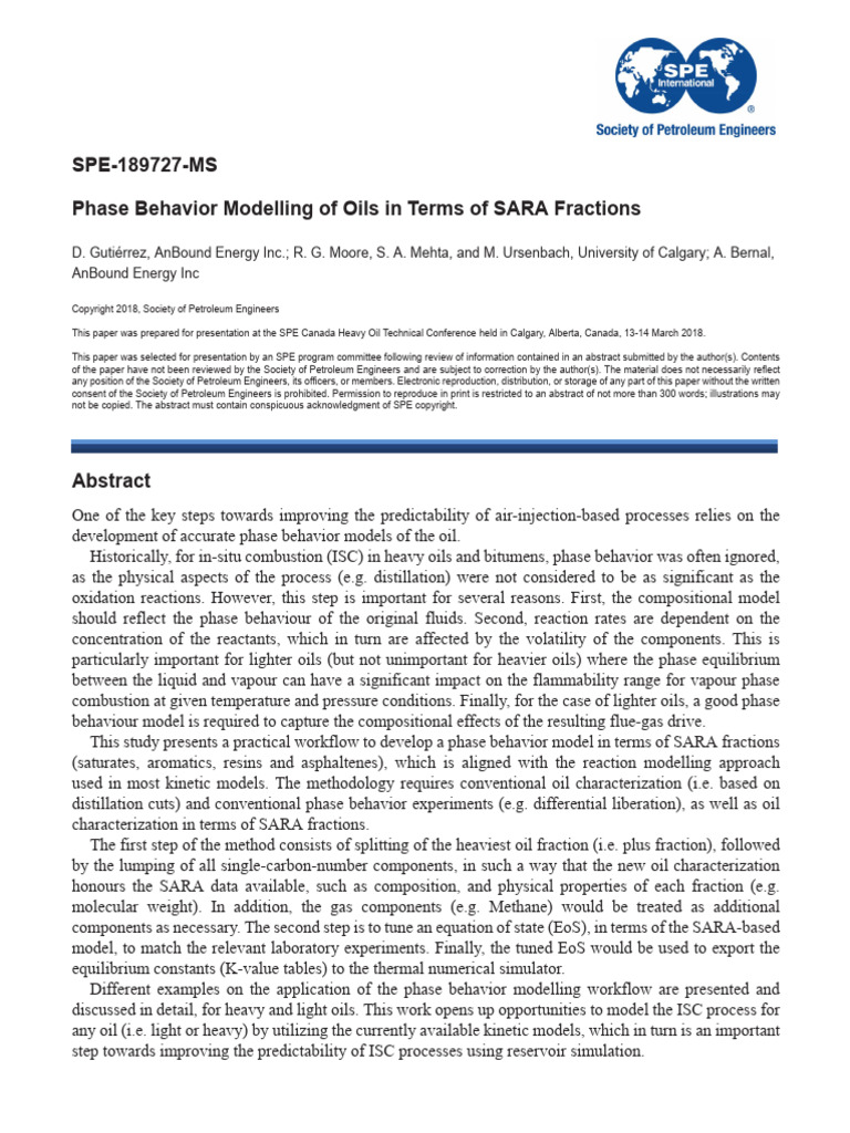 2018 Gutierrez .Phase Behavior Modelling of Oils in Terms of SARA ...