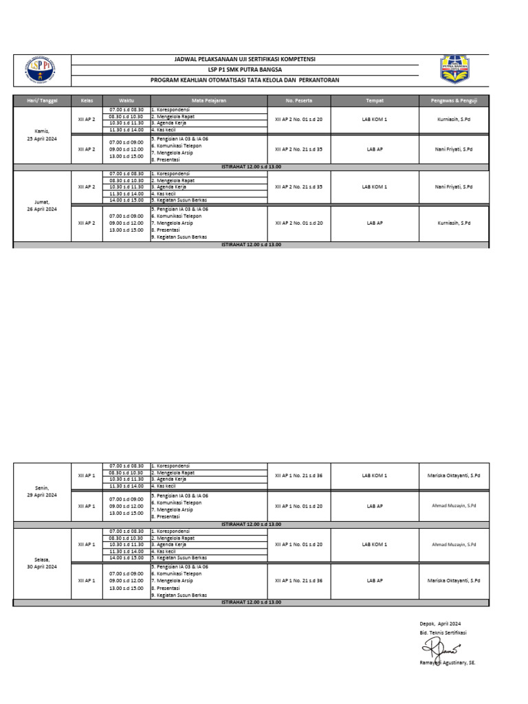 Jadwal Upk 2024 | PDF