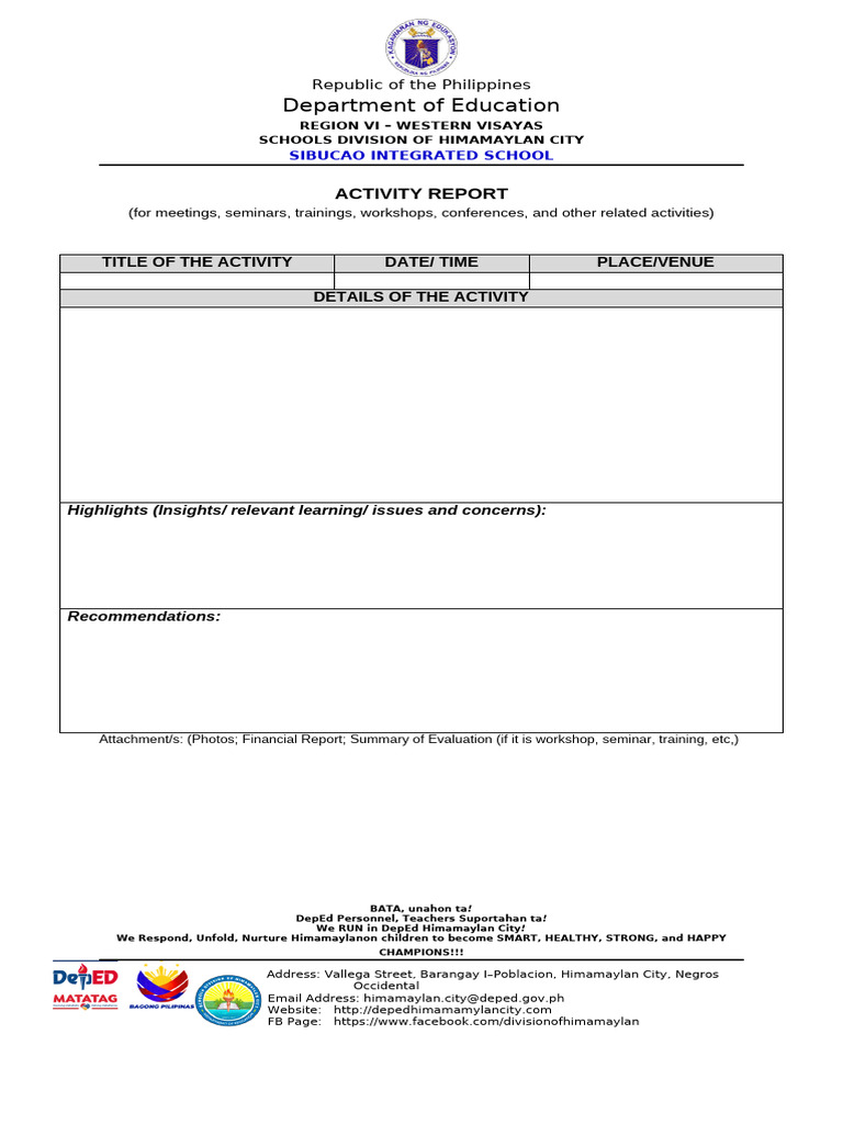 Activity Completion - Report - Template | PDF | Learning | Behavior ...
