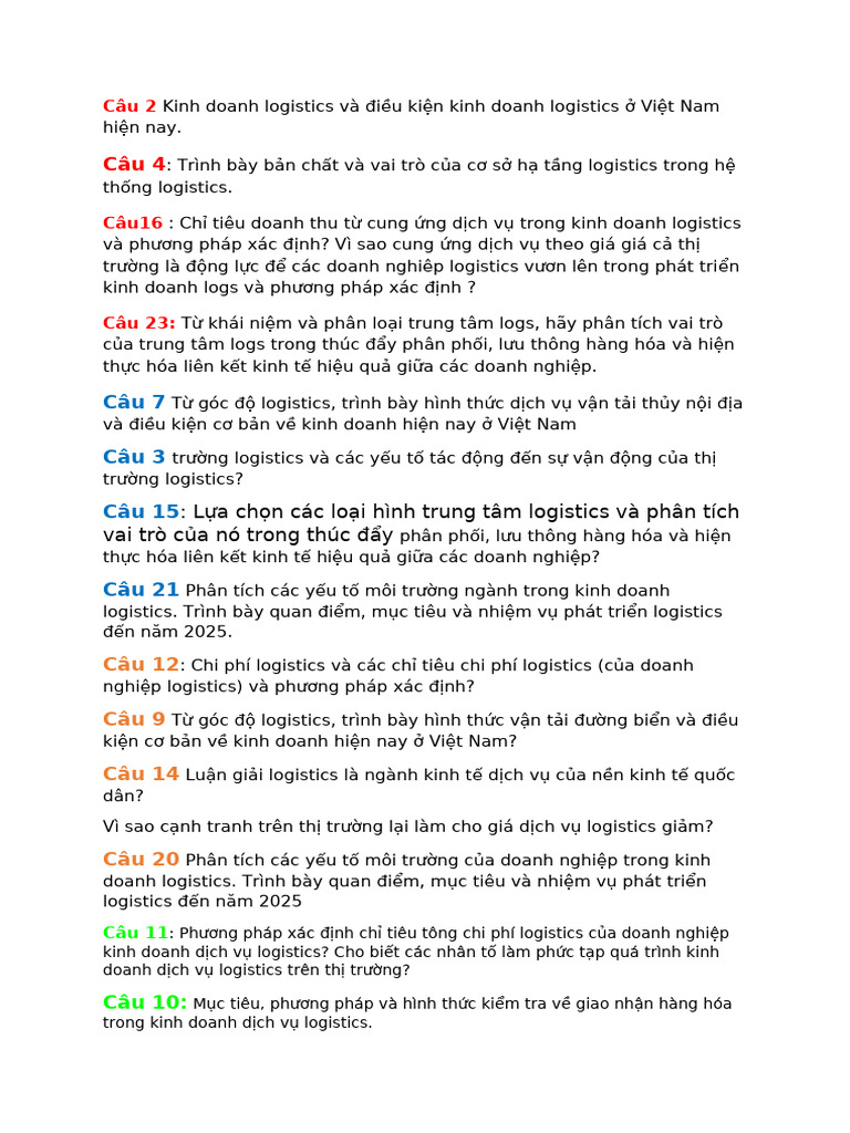 24 Câu Hỏi Ôn Tập KDDV Logs | PDF