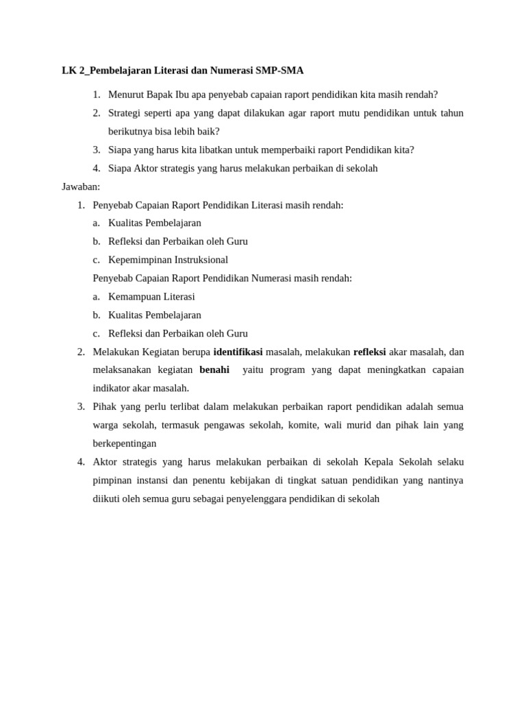 LK 2 - Pembelajaran Literasi Numerasi - Rudi Arip Kurniawan | PDF LK 2 - Pembelajaran Literasi Numerasi - Rudi Arip Kurniawan | PDF