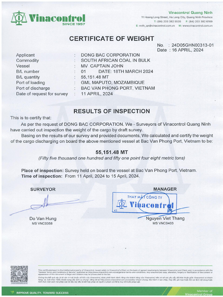 MV Captain John Coa & Cow DP | PDF
