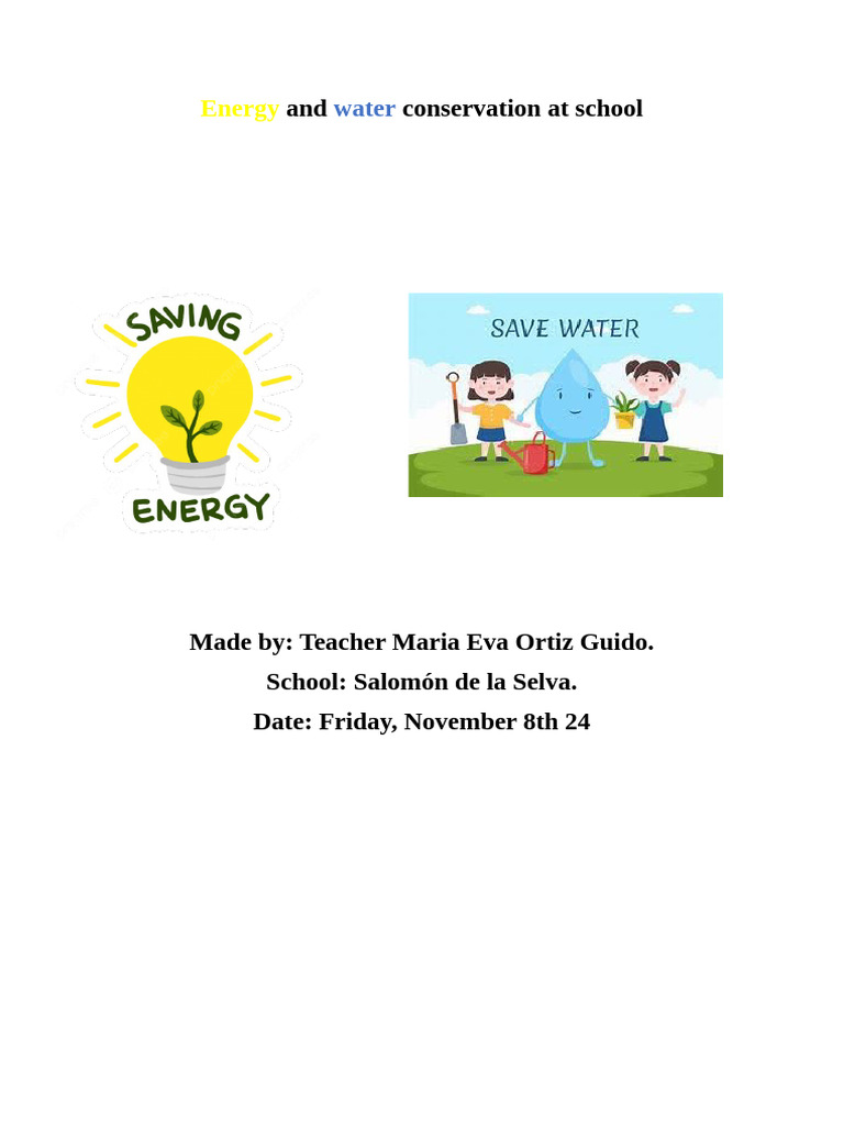 Energy and Water Conservation at School | PDF | Energy Conservation ...
