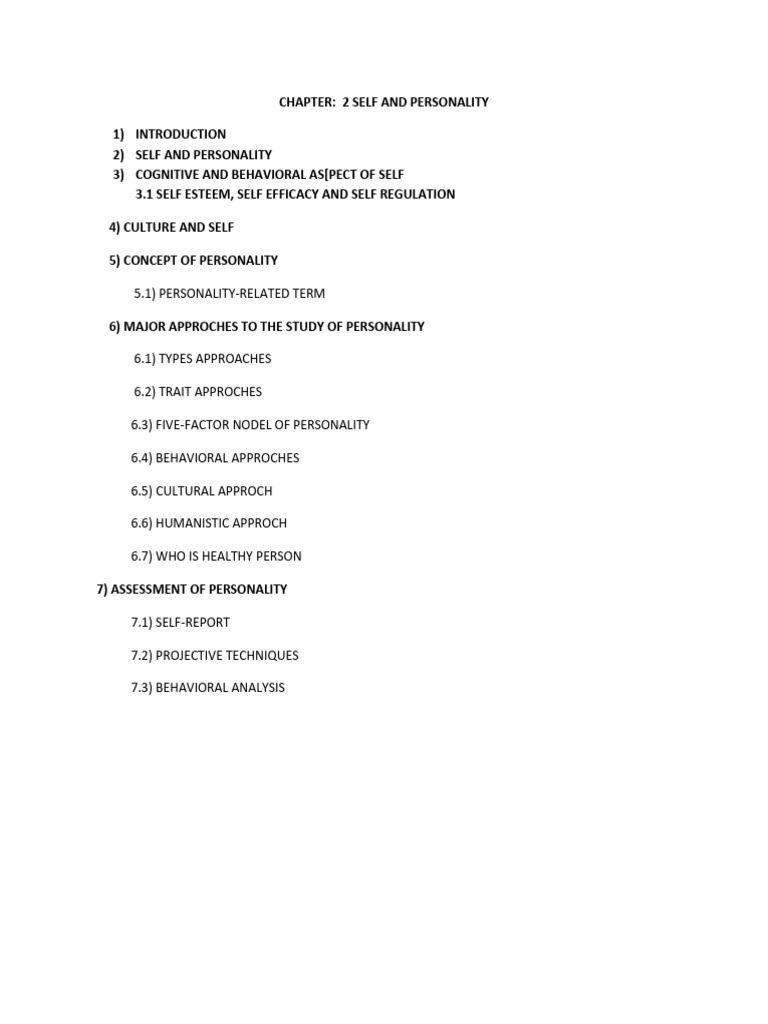 Self and Personality Overview | PDF | Id | Psychology