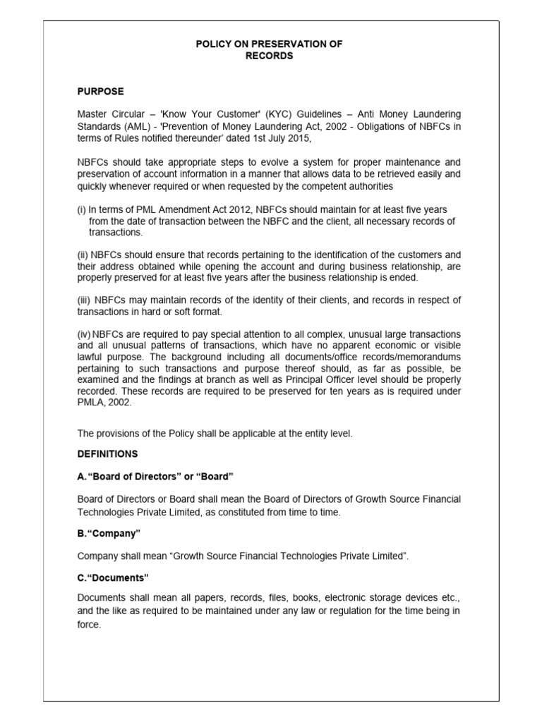 Preservation-of-Records-Policy | PDF | Justice | Crime & Violence