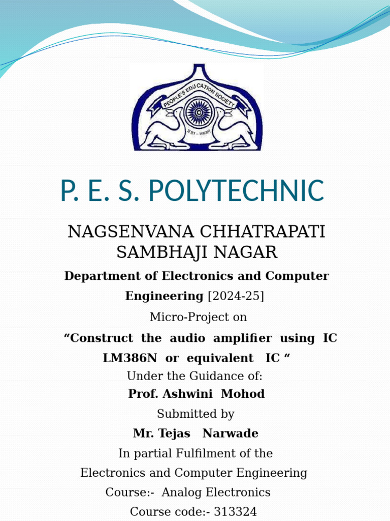 ATE Micro Project Tejas | PDF | Amplifier | Operational Amplifier
