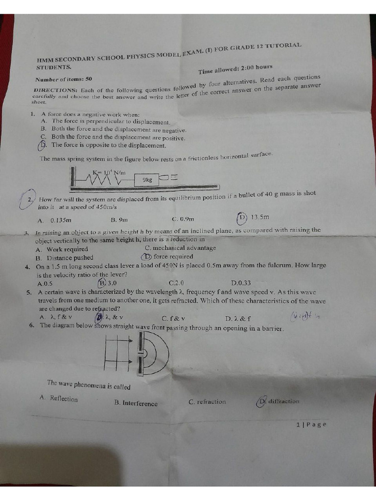 Round One Physics Model Exam | PDF