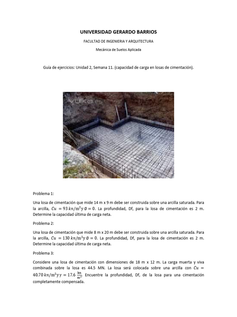 Guia de Ejercicios Unidad 2 Semana 11 Losa | PDF | Métodos y materiales de enseñanza | Ciencia y ...