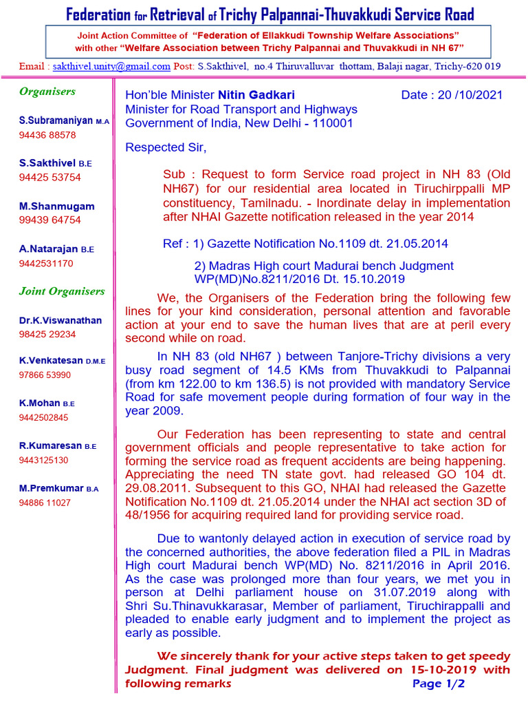 Minister Nitin Gadgari 20-10-2021 | PDF